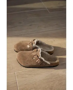 BIRKENSTOCK Boston Suede & Shearling Clogs