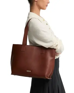 Barbour Alder Large Leather Tote Bag - Brown