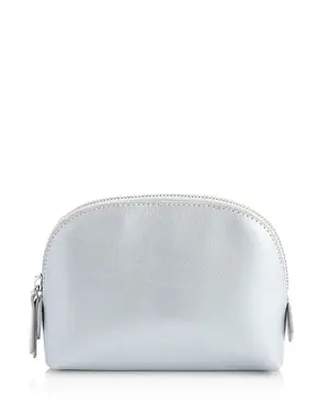 ROYCE NEW YORK Leather Cosmetics Case - Silver