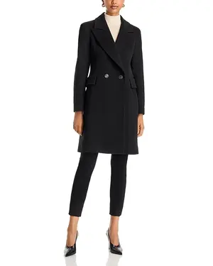 Fleurette Isla Button Front Wool Coat - Black