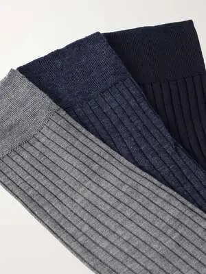 Mr P. Set Of Three Wool-blend Socks