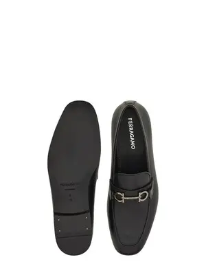 FERRAGAMO Gancini Leather Loafers - Black