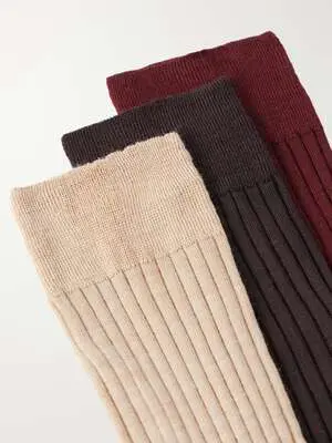 Mr P. Set Of Three Wool-blend Socks