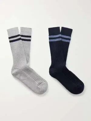 Mr P. Set Of Two Wool-blend Socks - Multi