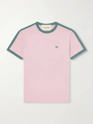 Valentino Garavani Vlogo-embroidered Cotton-jersey T-shirt - Pink