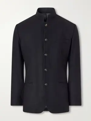 FAVOURBROOK Nehru Recycled Cashmere-twill Blazer