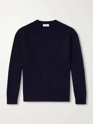 PIACENZA CASHMERE 1733 Ribbed Wool And Cashmere-blend Sweater - Navy
