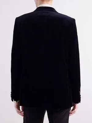 FAVOURBROOK Grosgrain-trimmed Cotton-velvet Tuxedo Jacket - Navy