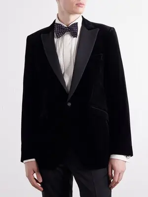 FAVOURBROOK Grosgrain-trimmed Cotton-velvet Tuxedo Jacket