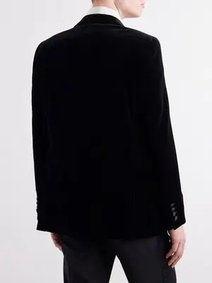 FAVOURBROOK Grosgrain-trimmed Cotton-velvet Tuxedo Jacket
