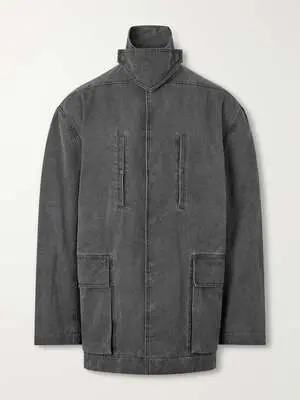 Rick Owens Padded Washed Cotton-canvas Coat - Gray