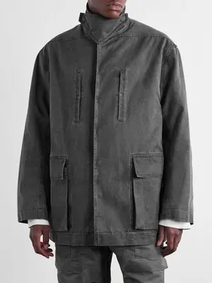 Rick Owens Padded Washed Cotton-canvas Coat - Gray