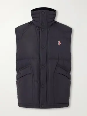 Moncler Logo-appliquéd Corduroy-trimmed Quilted Shell Down Gilet - Black