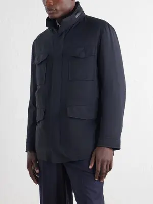 Brioni Saharianan Leather-trimmed Shell Jacket