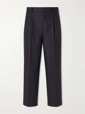 ATON Pleated Straight-leg Merino Wool Suit Trousers - Gray