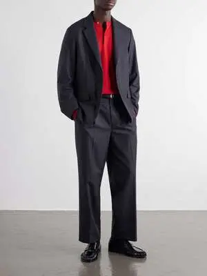ATON Pleated Straight-leg Merino Wool Suit Trousers