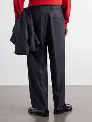 ATON Pleated Straight-leg Merino Wool Suit Trousers