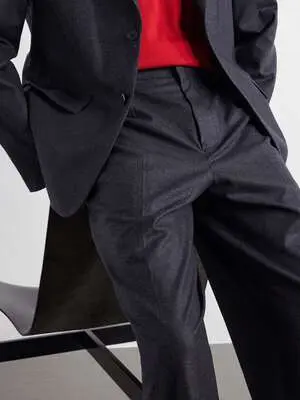 ATON Pleated Straight-leg Merino Wool Suit Trousers