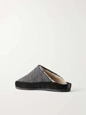 Mulo Suede-trimmed Felt Slippers