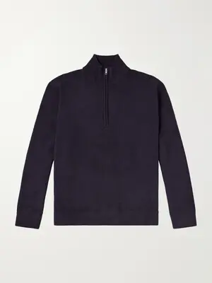 Nn07 Danny 6429 Ribbed Chenille Half-zip Sweater - Blue