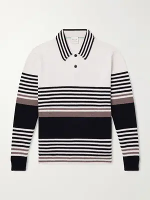 Paul Smith Striped Cashmere Polo Shirt - Neutrals