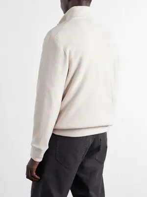Nn07 Danny 6429 Ribbed Chenille Half-zip Sweater - Neutrals