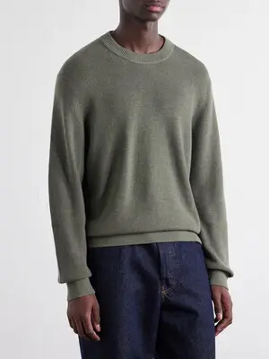 Nn07 Hope Rib Crew 60060 Organic Cotton And Cashmere-blend Sweater - Green