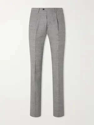 SLOWEAR Incotex Straight-leg Houndstooth Wool-blend Trousers - Gray