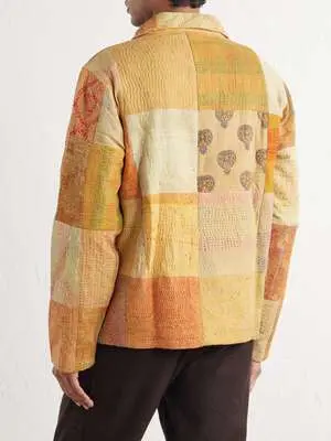 KARTIK RESEARCH Vintage Kantha Patchwork Quilted Cotton-voile Jacket