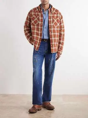 Visvim Kerchief Checked Wool And Linen-blend Down Jacket