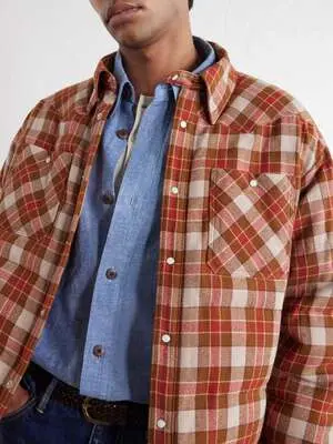 Visvim Kerchief Checked Wool And Linen-blend Down Jacket