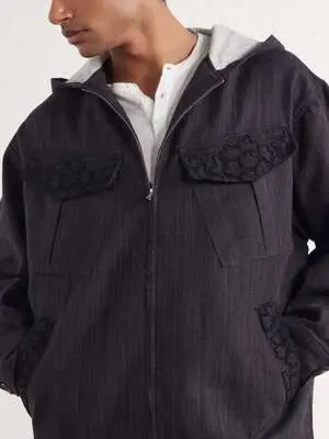 KARTIK RESEARCH Hooded Embroidered Wool And Linen-blend Canvas Jacket