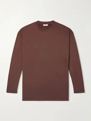 ATON Cotton-jersey T-shirt - Brown