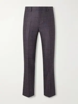 Paul Smith Brierley Slim-fit Houndstooth Wool And Silk-blend Trousers - Blue