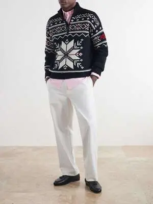 Polo Ralph Lauren Intarsia-knit Wool Half Zip-up Sweater