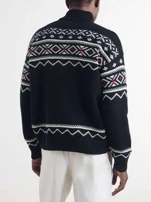 Polo Ralph Lauren Intarsia-knit Wool Half Zip-up Sweater
