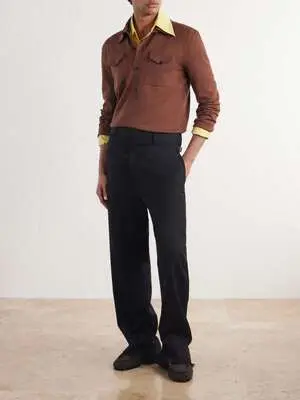 Bottega Veneta Logo-embroidered Wool-blend Polo Sweater