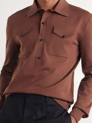 Bottega Veneta Logo-embroidered Wool-blend Polo Sweater