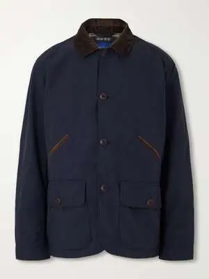 Polo Ralph Lauren The Clarkfield Corduroy-trimmed Cotton-blend Faille Jacket - Navy