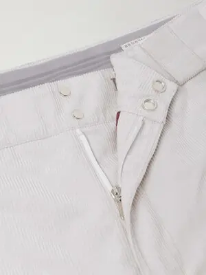 Brunello Cucinelli Straight-leg Logo-embroidered Cotton-corduroy Ski Pants - Neutrals