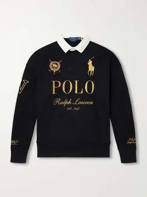 Polo Ralph Lauren Logo-embroidered Cotton-blend Jersey Polo Sweatshirt - Black