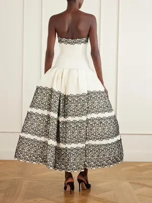 Carolina Herrera Strapless Lace-trimmed Silk-faille Gown - Neutrals