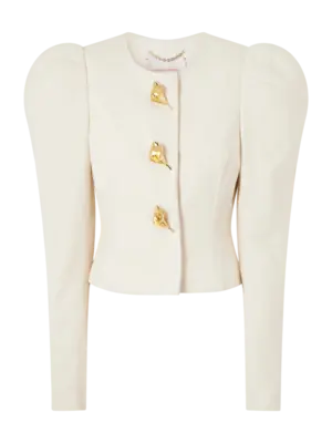 Carolina Herrera Embellished Darted Stretch-wool Crepe Jacket - Neutrals