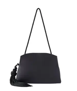 LIFFNER Tasseled Satin Shoulder Bag - Black