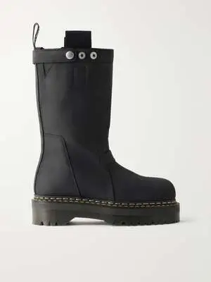 Rick Owens Dr Martens Nubuck Ankle Boots - Black