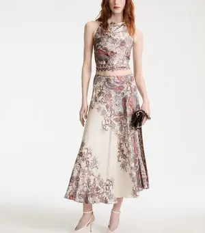 Marella Satin Paisley Print Skirt
