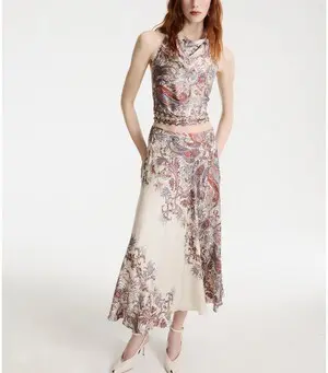 Marella Satin Paisley Print Skirt