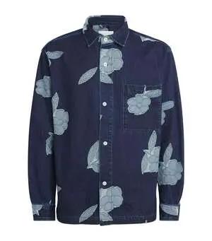 NN.07 Jacquard Floral Adwin Denim Overshirt - Blue