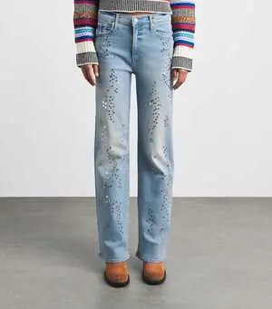 MOTHER Embellished The Kick It Straight Jeans