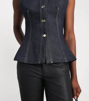 FRAME The Form Denim Vest - Navy